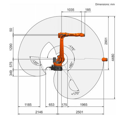Kuka Robot Hand Arm KR50 R2500 Sử dụng để xử lý phun hàn